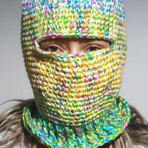 Stylish, Unisex, Hand Crocheted, Rainbow, Ski Mask or Balaclava in 100% ...
