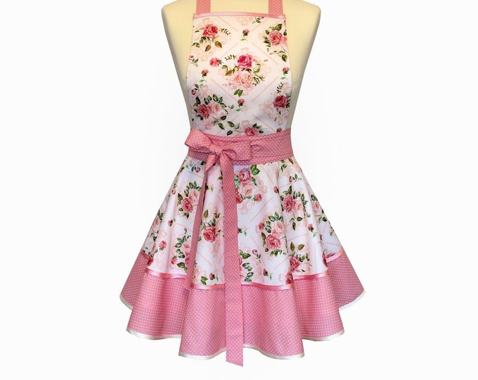 Apron CORAL Rose,retro Apron, Ladies Apron,luxury Gift,cottage Style ...