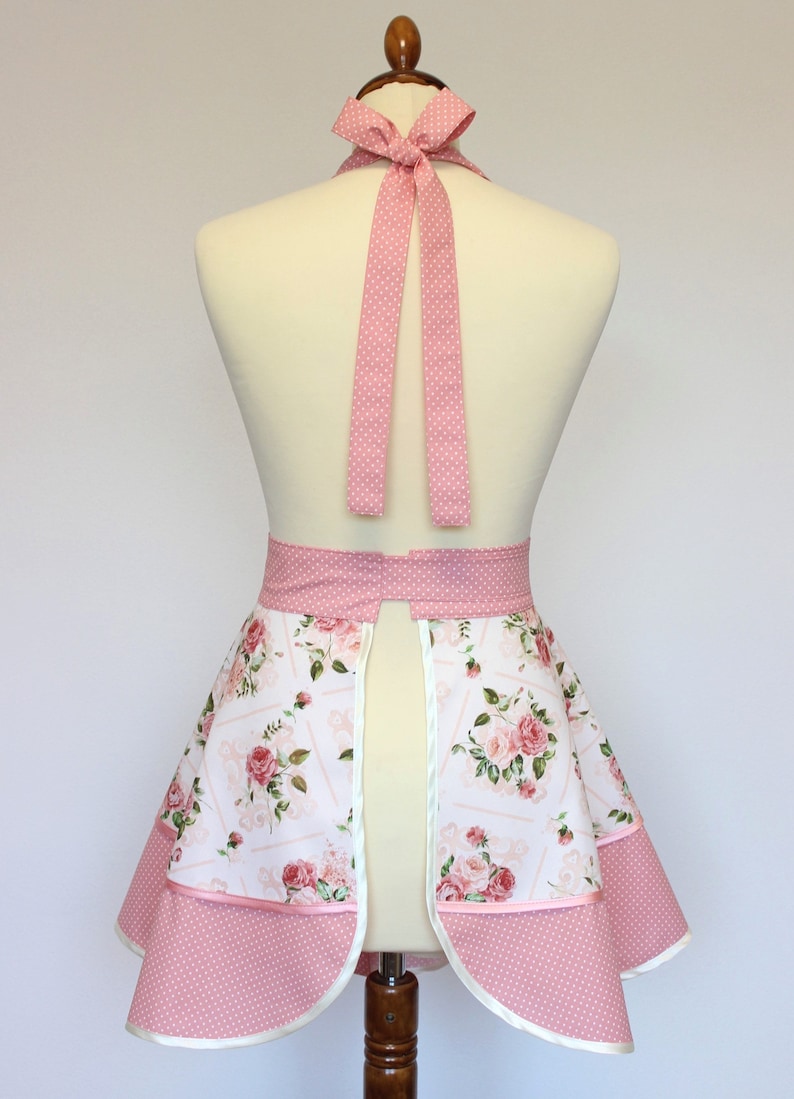 Apron CORAL Roseretro Apron Ladies Apronluxury Giftcottage - Etsy