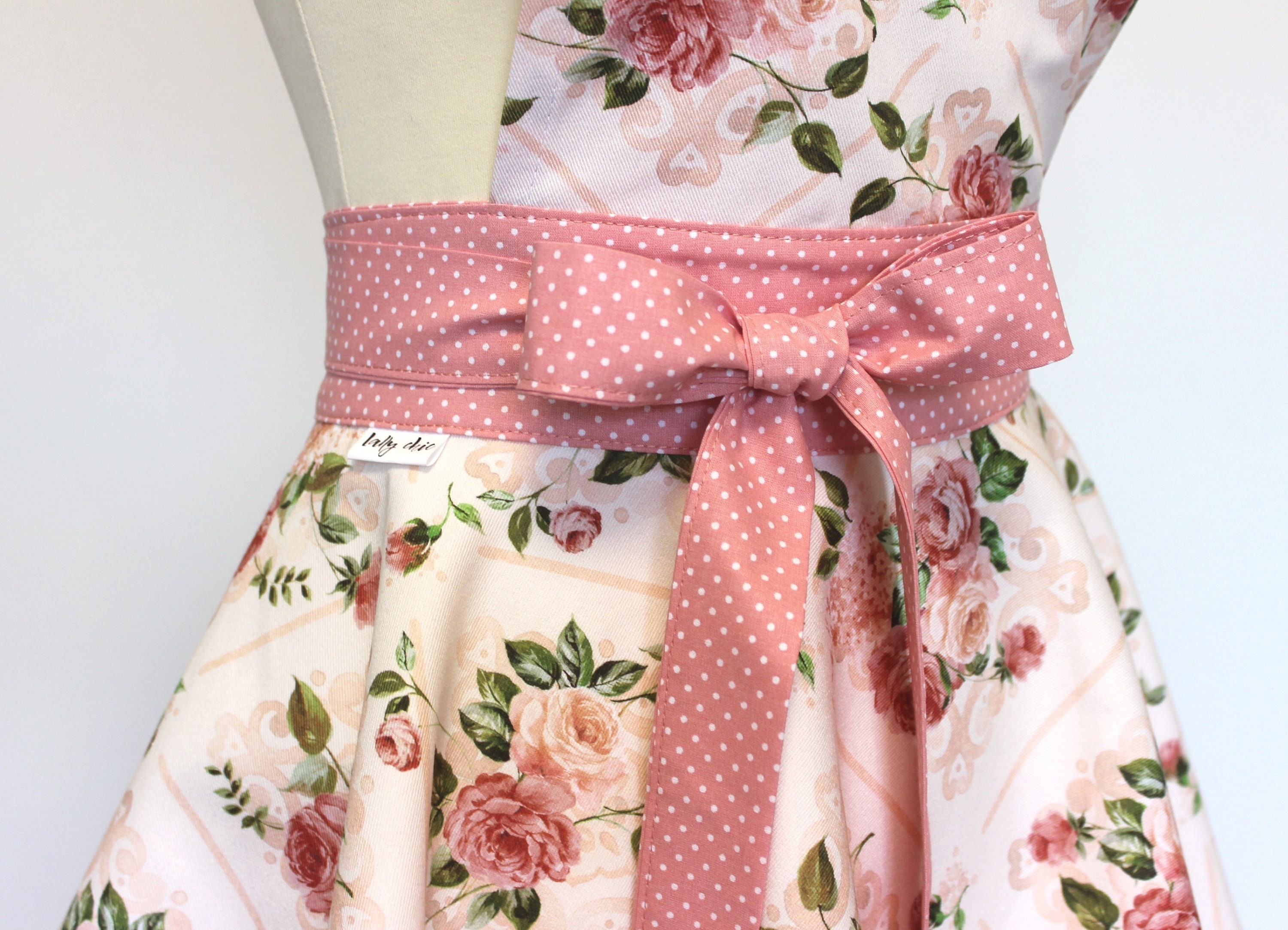 Apron CORAL Roseretro Apron Ladies Apronluxury Giftcottage - Etsy