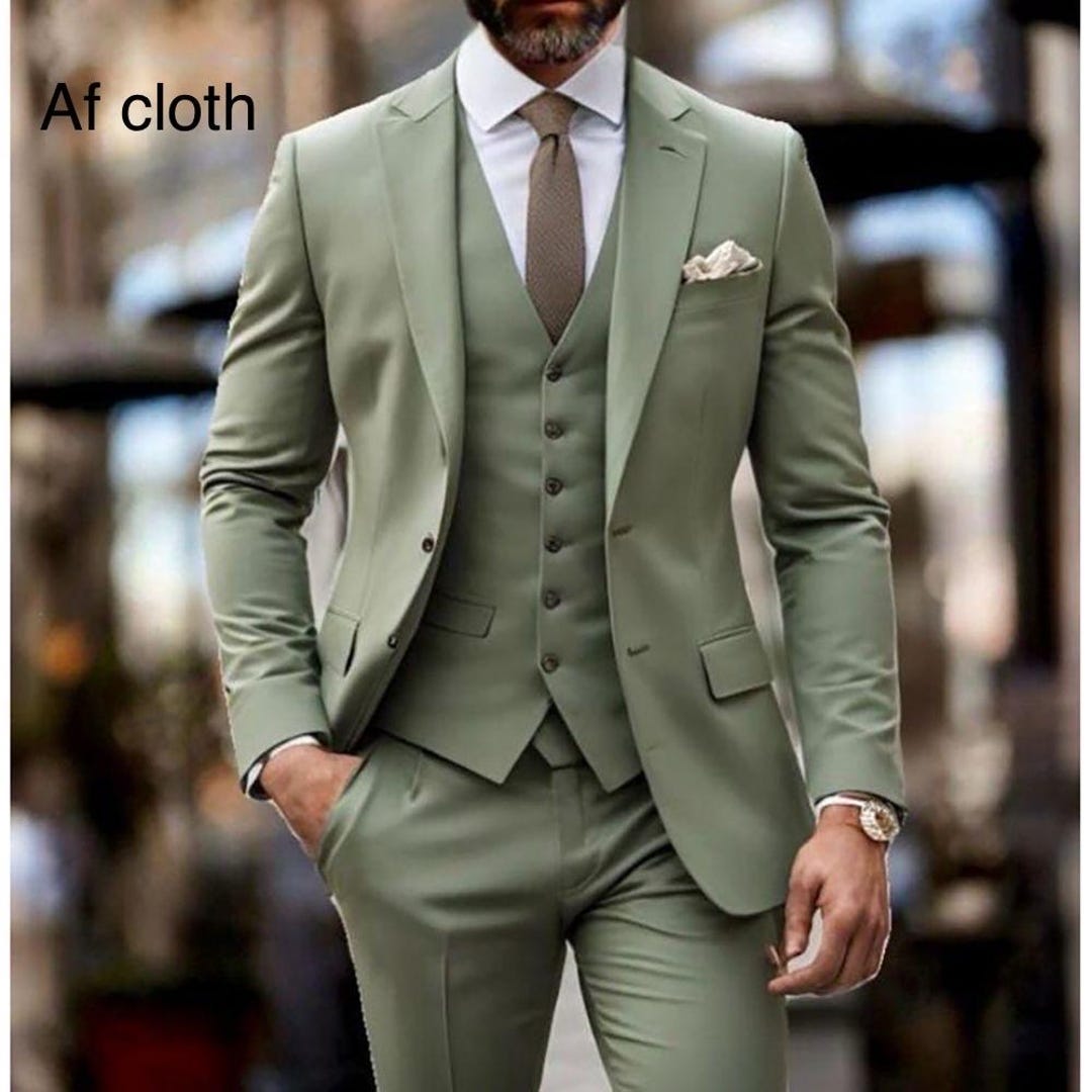 Sage Green Three-piece Suit: Men's Formal Wedding Attire - Etsy