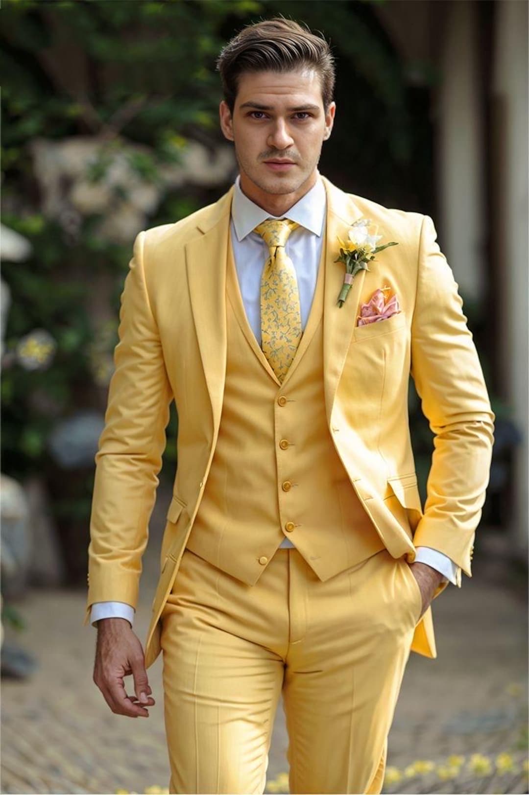 Bright Yellow 3-piece Suit for Men – Unique Formal Wear for Parties ...