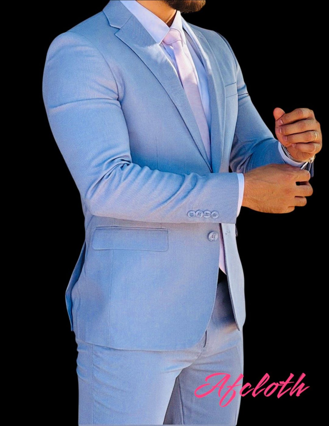 Sky Blue Slim Fit Suit: Terry Rayon Wedding, Prom, Groom Suit - Etsy