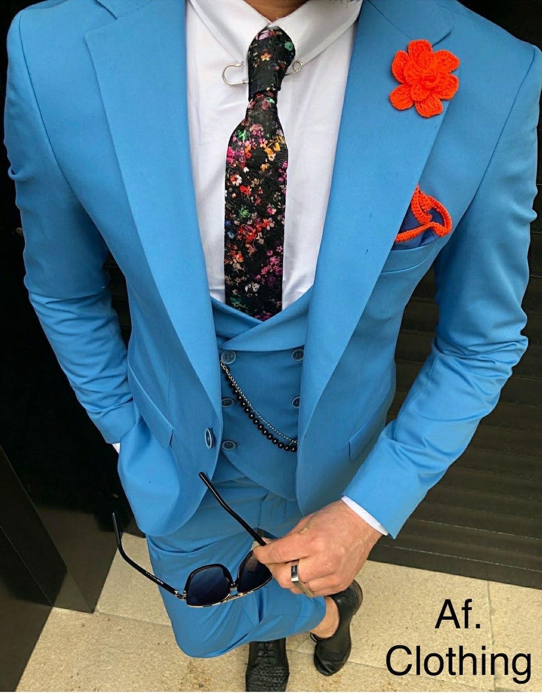 Sky Blue 3-piece Suit: Terry Rayon Wedding, Events, and Formal Wear - Etsy
