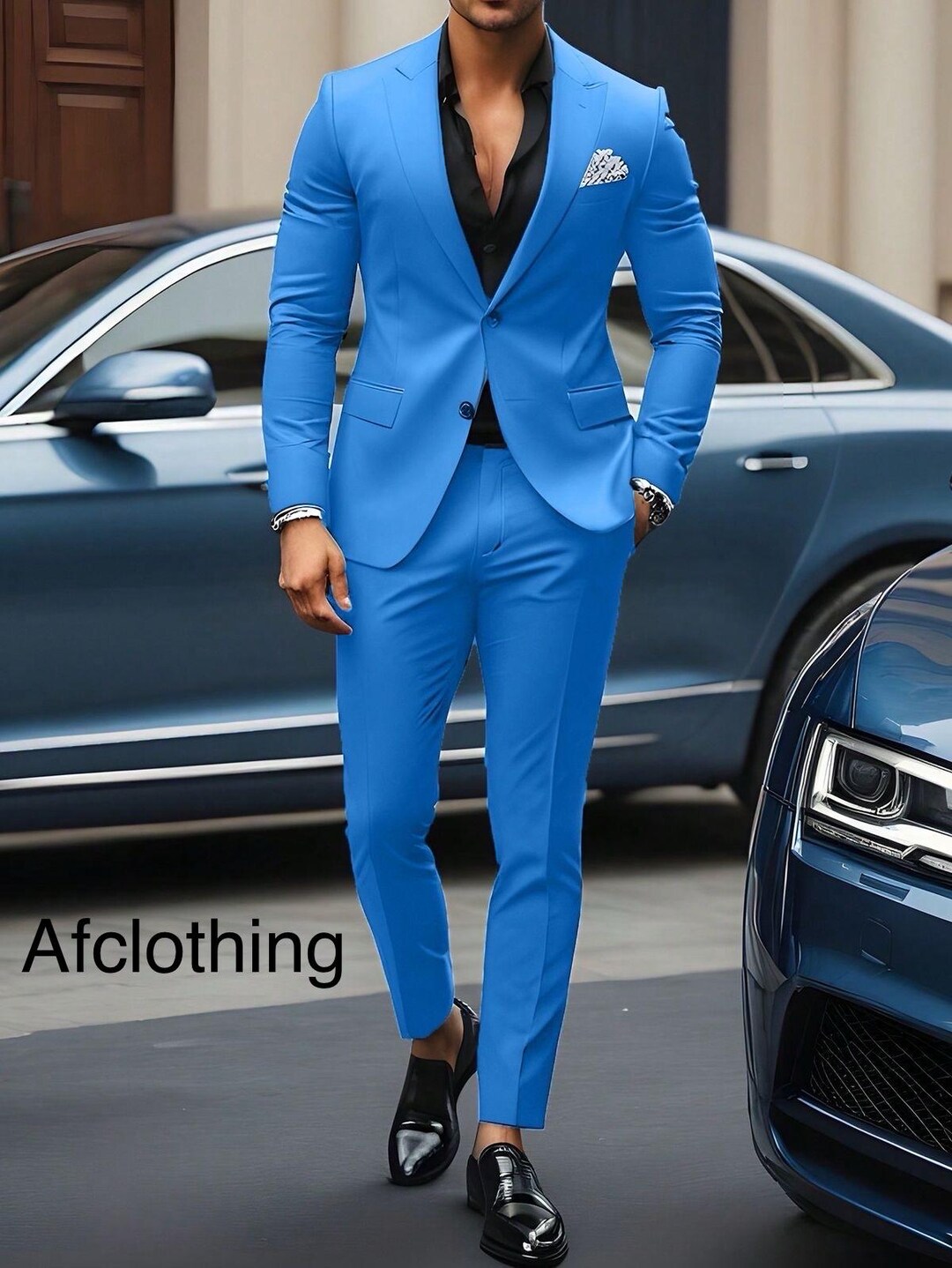 Sky Blue 2pc Suit: Bespoke Terry Rayon Groom/wedding Wear - Etsy