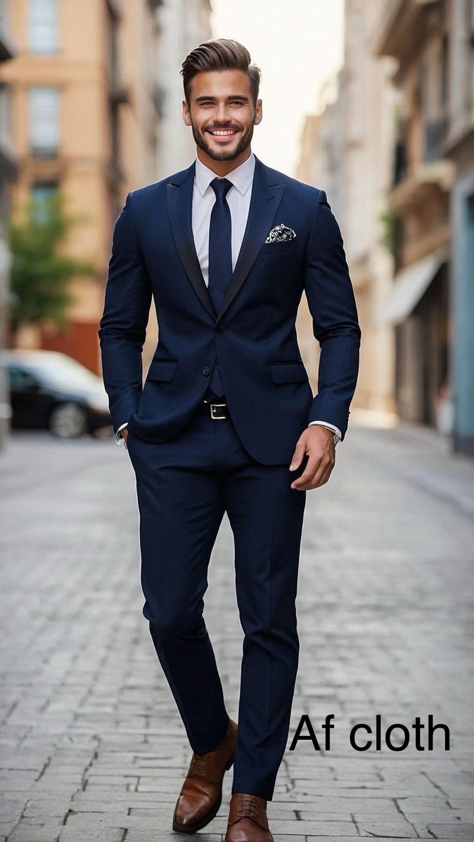 Blue 2pc Terry Rayon Suit: Slim Fit, Bespoke Groom Suit - Etsy