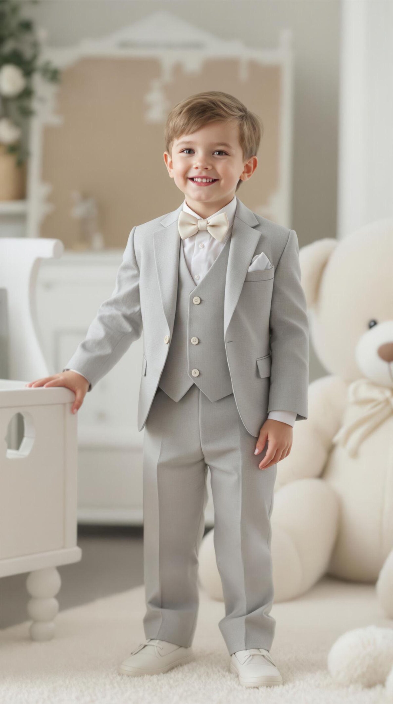 Light Gray 3-piece Suit: Terry Rayon Wedding Suit, Bespoke Formal Wear ...