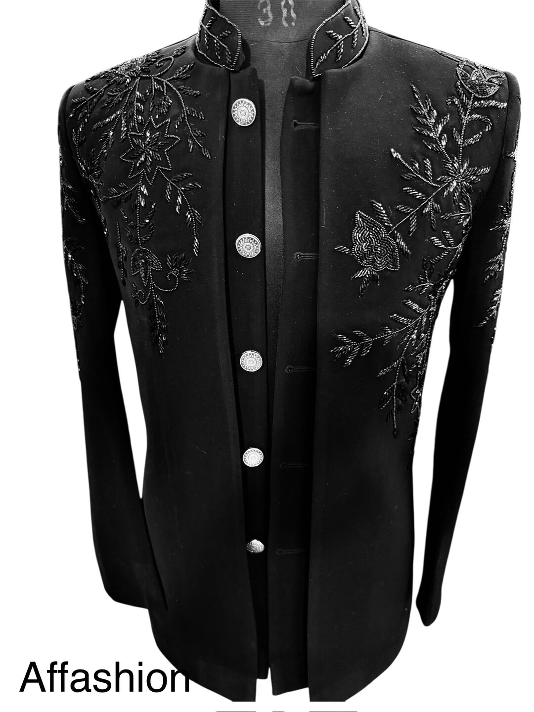 Men’s Black Emrudy Open Jodhpuri 2pshort Jacket Jodhpuri Suit Groom ...