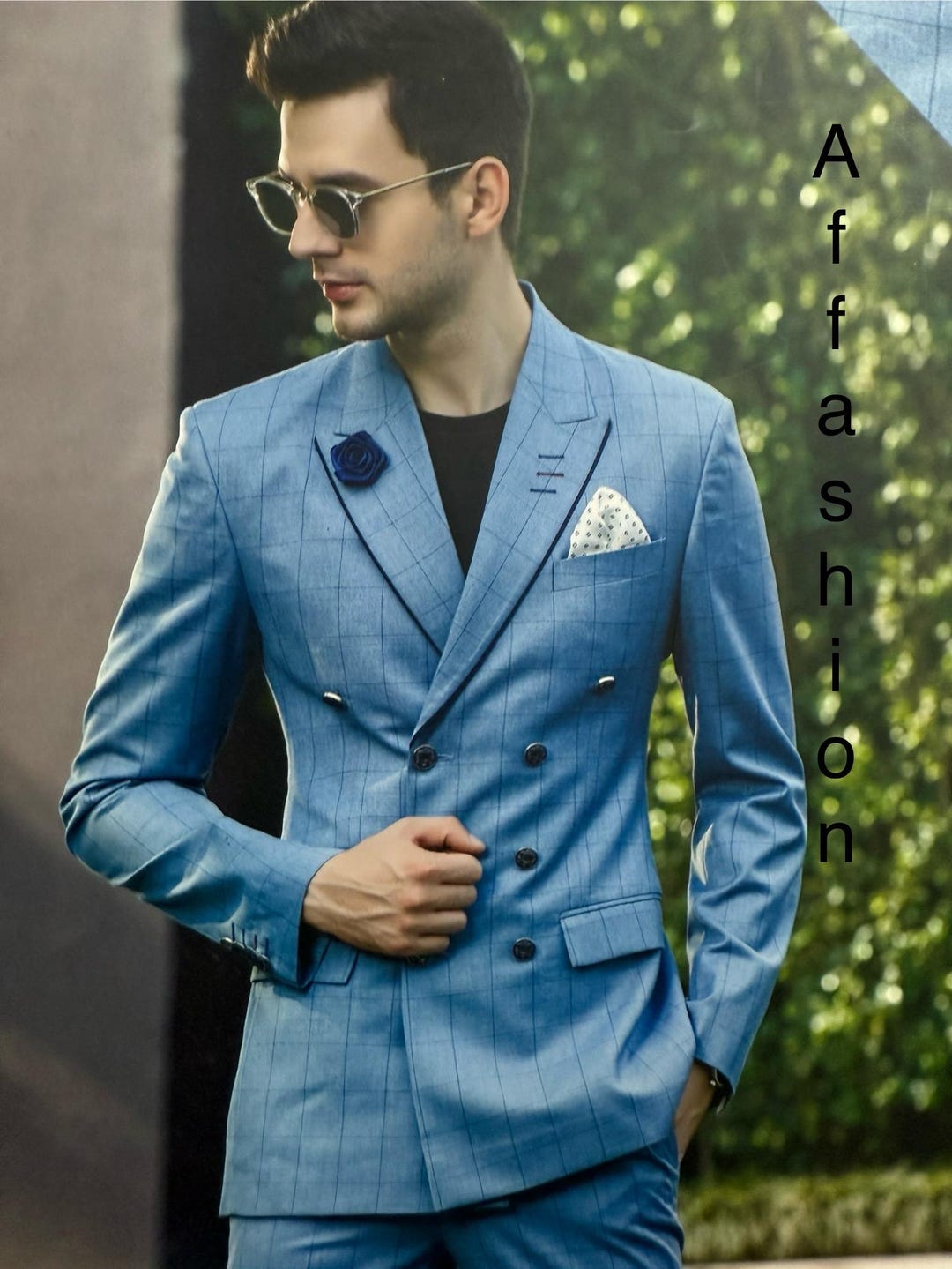 Sky Blue Tweed Double Breasted Suit: Custom Tailored 2pc Terry Rayon - Etsy
