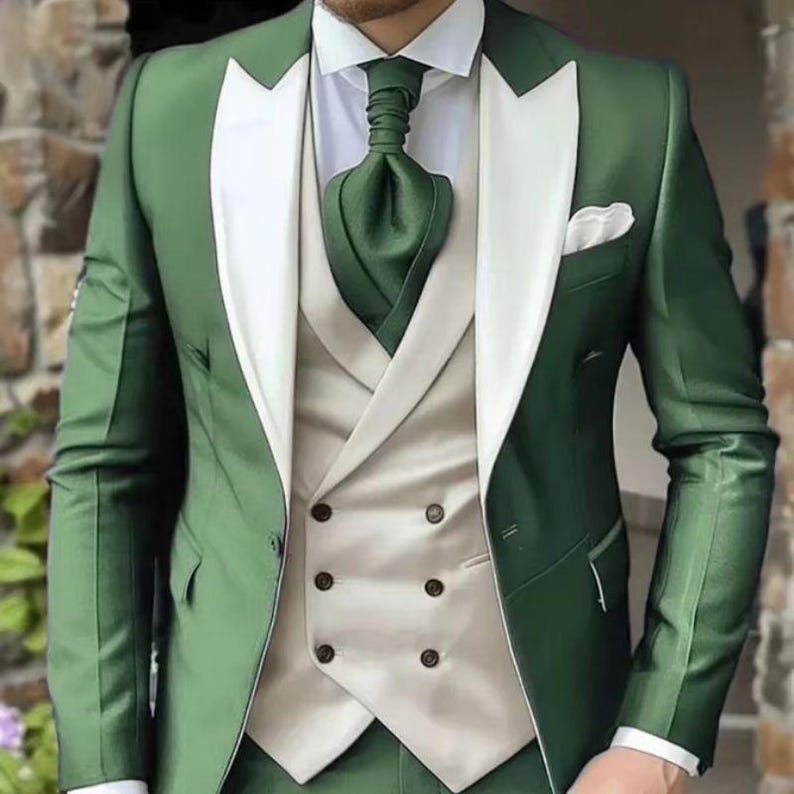 Green Terry Rayon 3pc Suit: Bespoke Classic Fit - Etsy