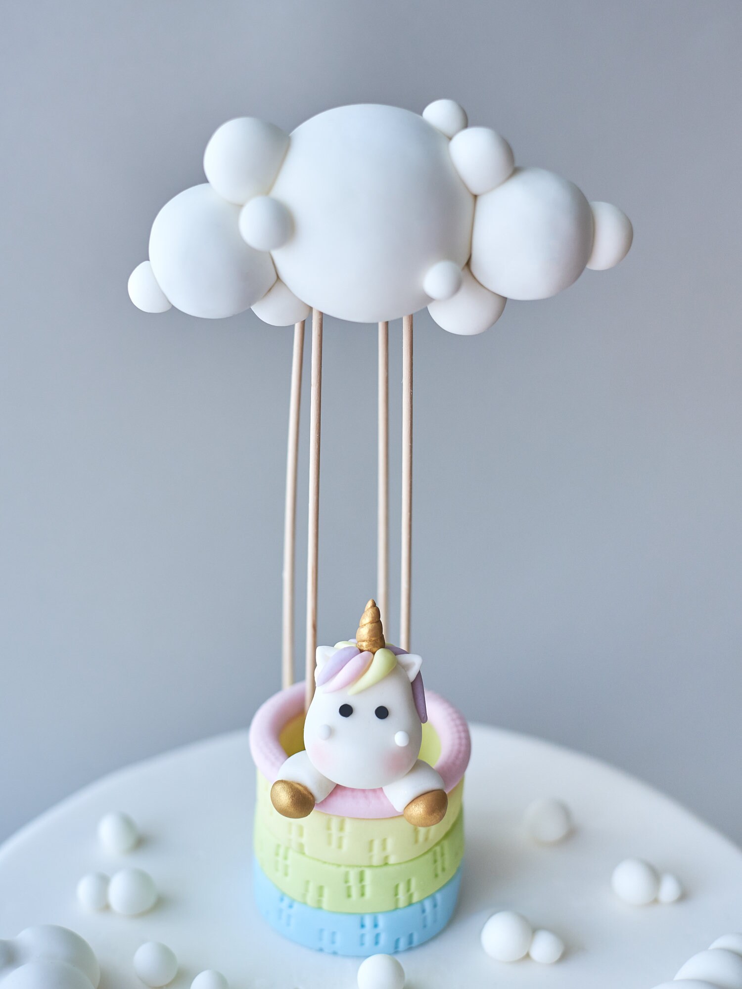 Hot Air Balloon Bunny Fondant Cake Topper Fondant Clouds Block