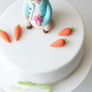 Cute Peter Rabbit 4.5" Tall Fondant Cake Topper With Carrots, Can Be ...