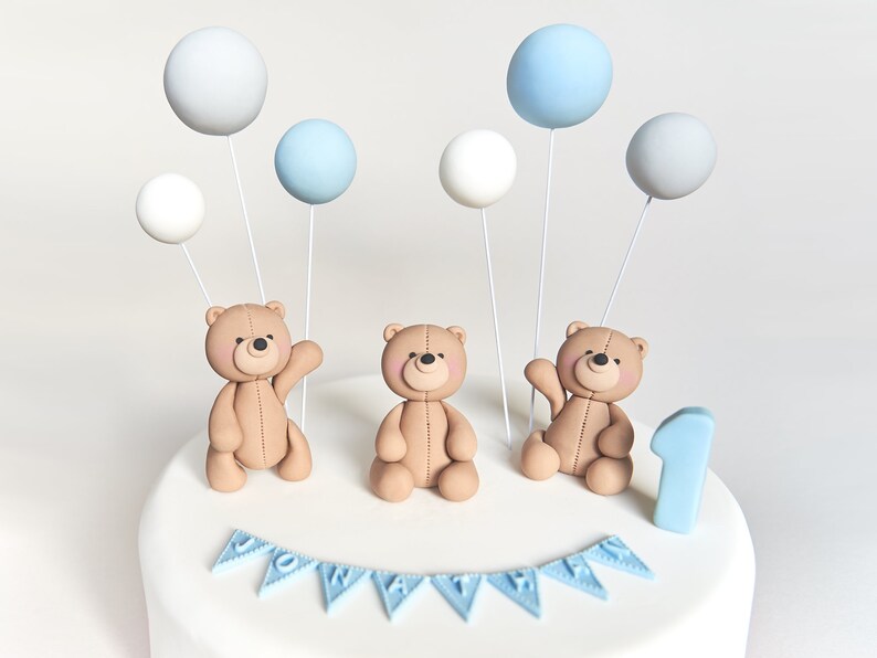 Cute Fondant 3 Teddy Bears Cake Topper Plus 6 Fondant - Etsy