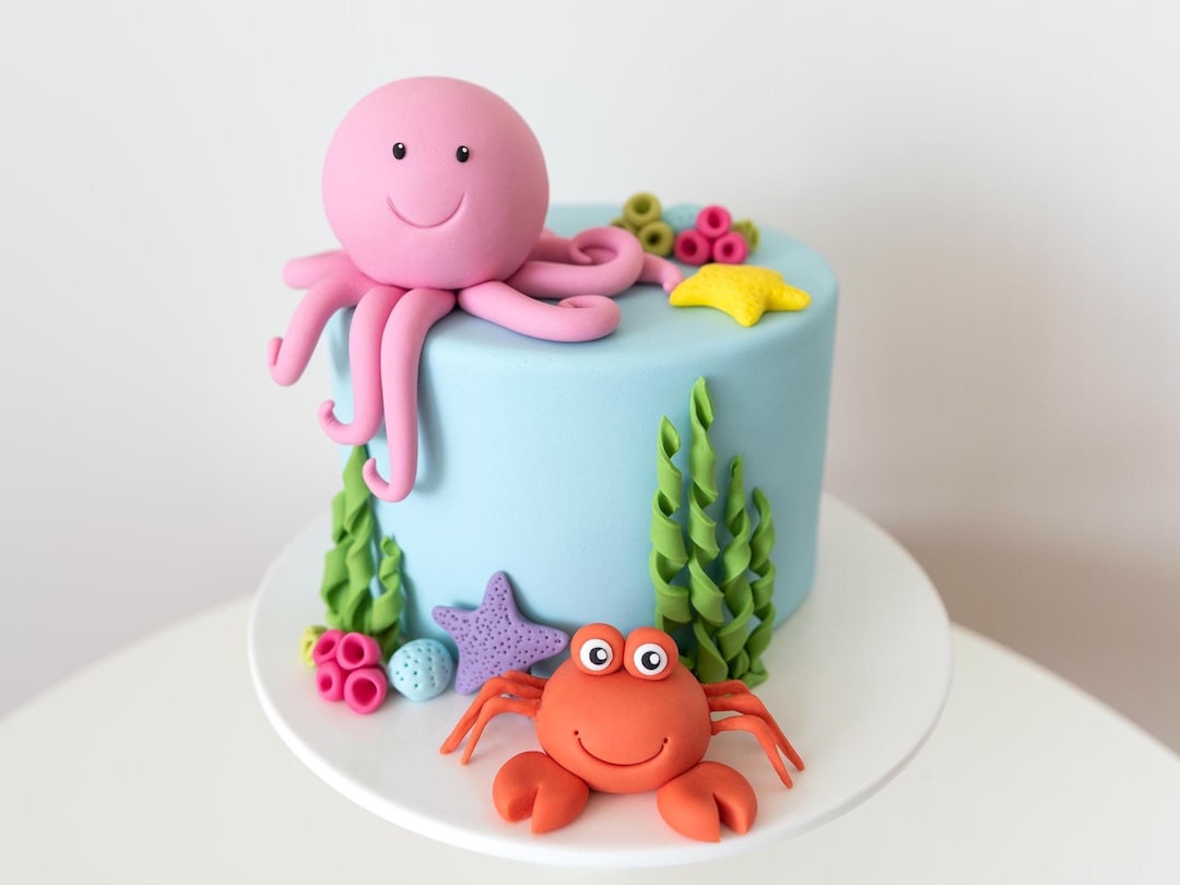 Fondant Under the Sea Cake Topper Set: Octopus, Crab, Starfish - Etsy