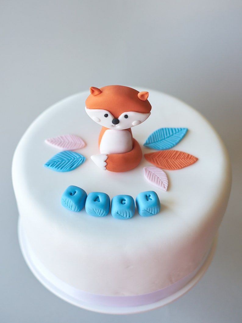 Woodland Fox Fondant Cake Topper: Personalized Birthday Shower Decor - Etsy