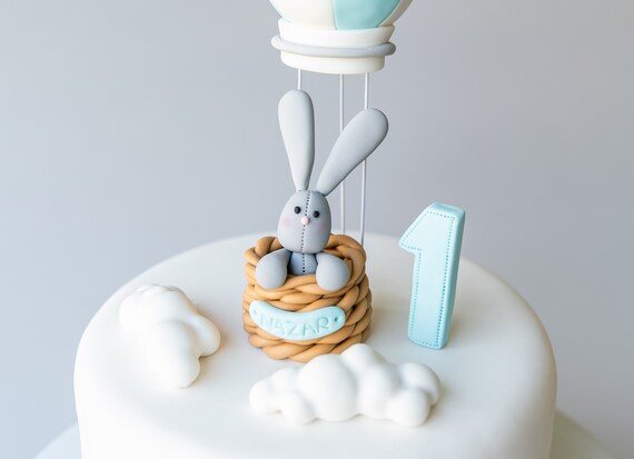 Hot Air Balloon Bunny Fondant Cake Topper Fondant Clouds Block
