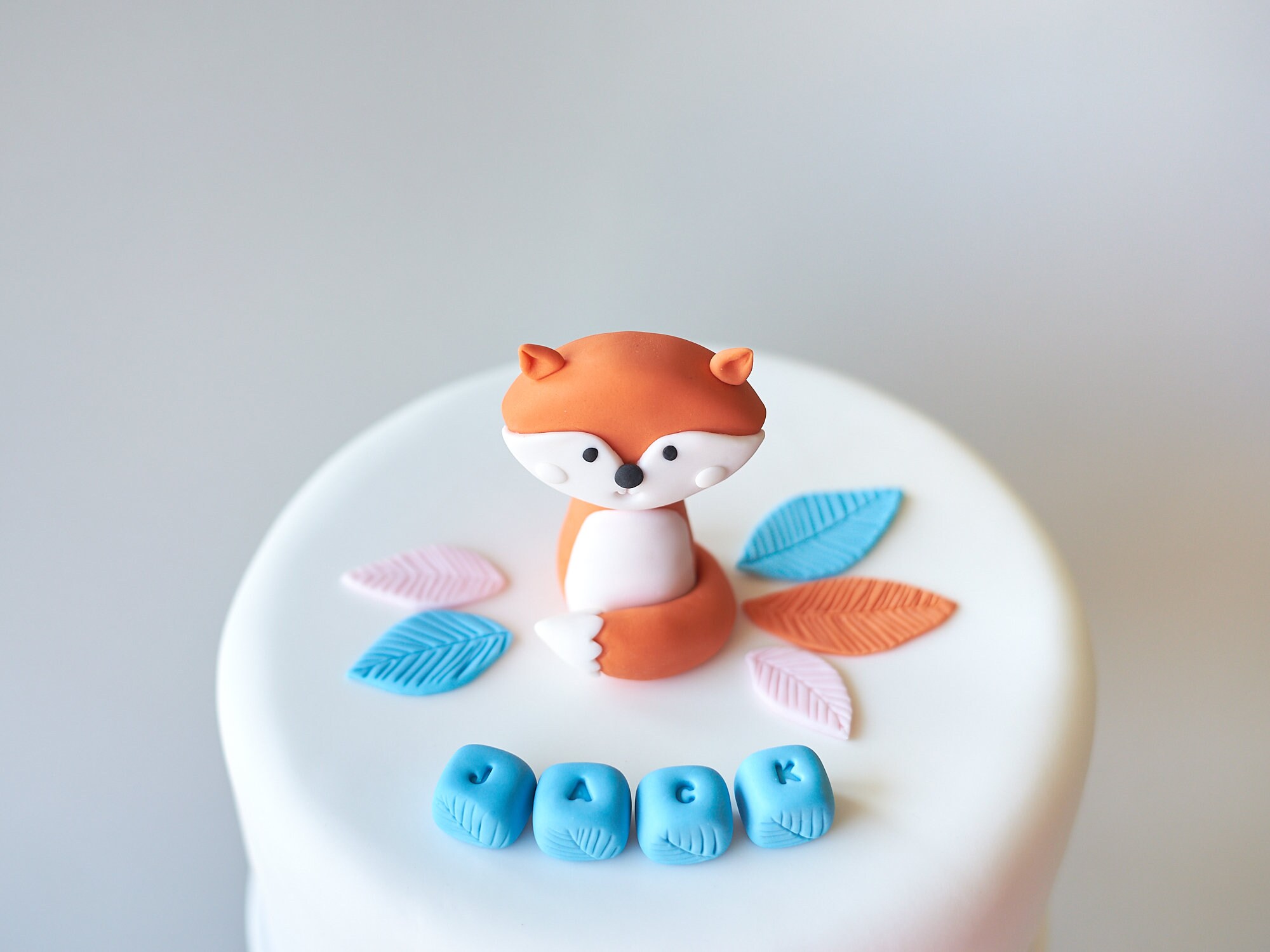 Woodland Fox Fondant Cake Topper: Personalized Birthday Shower Decor - Etsy