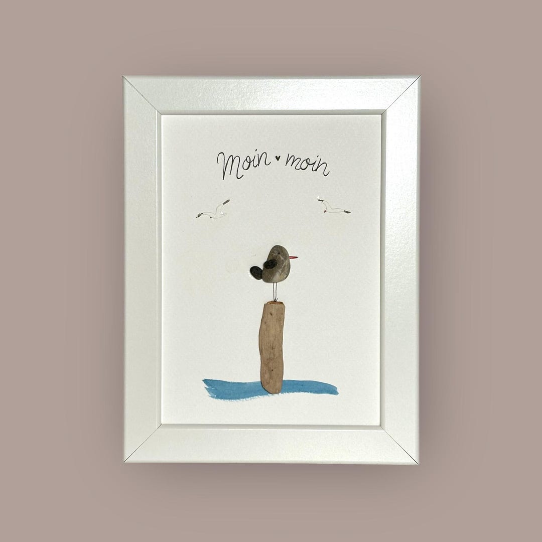 Handwritten Stone Picture - Moin Moin - Seagull - Personalized With ...