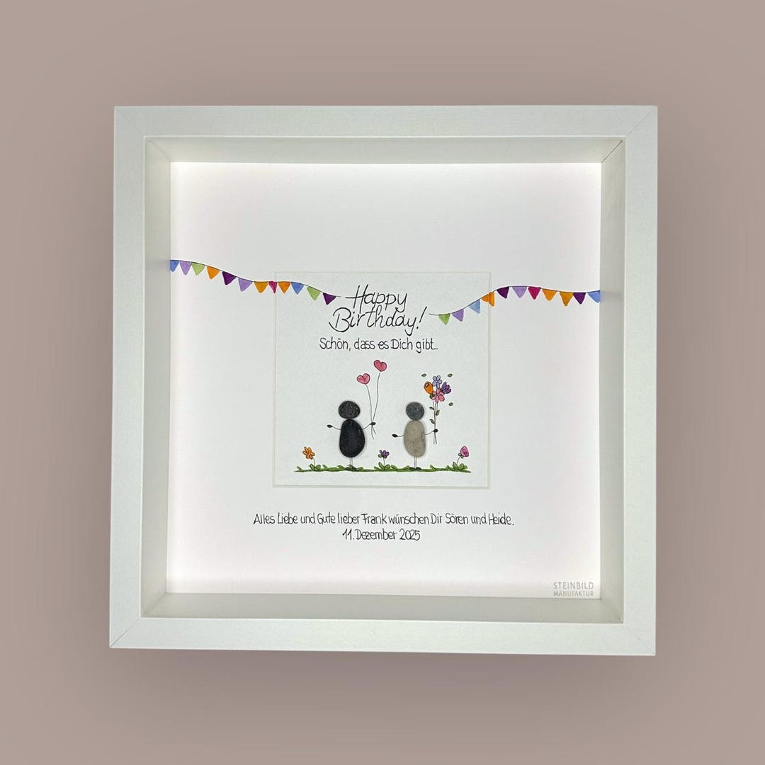 Handwritten Stone Picture - Happy Birthday - Glad You're Here ...