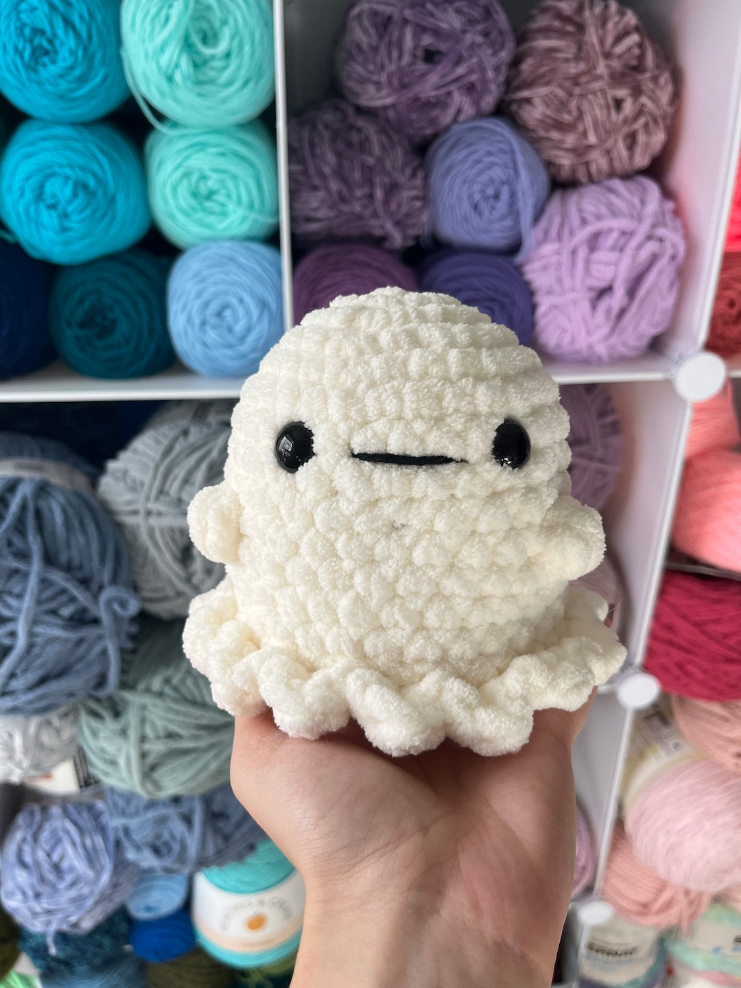 Crochet Halloween Ghost Plushie: Chubby Stuffed Ghost Decor (5") - Etsy