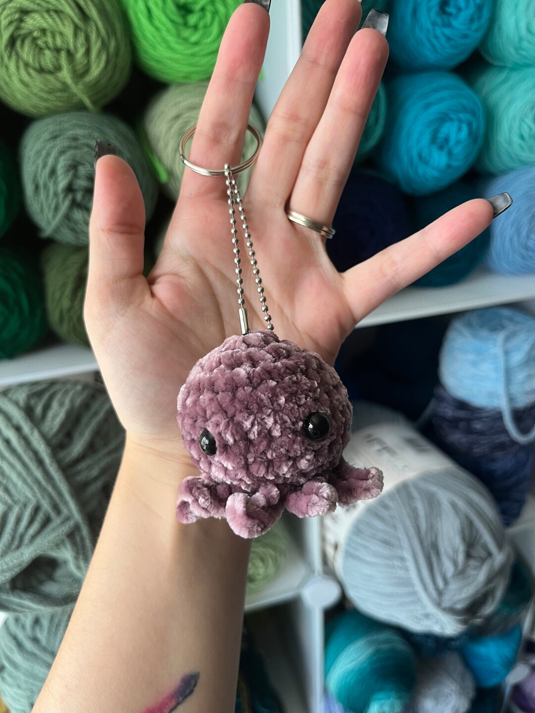2” Crochet Purple Octopus Stuffed Animal Keychain, Baby Octopus Plushie ...