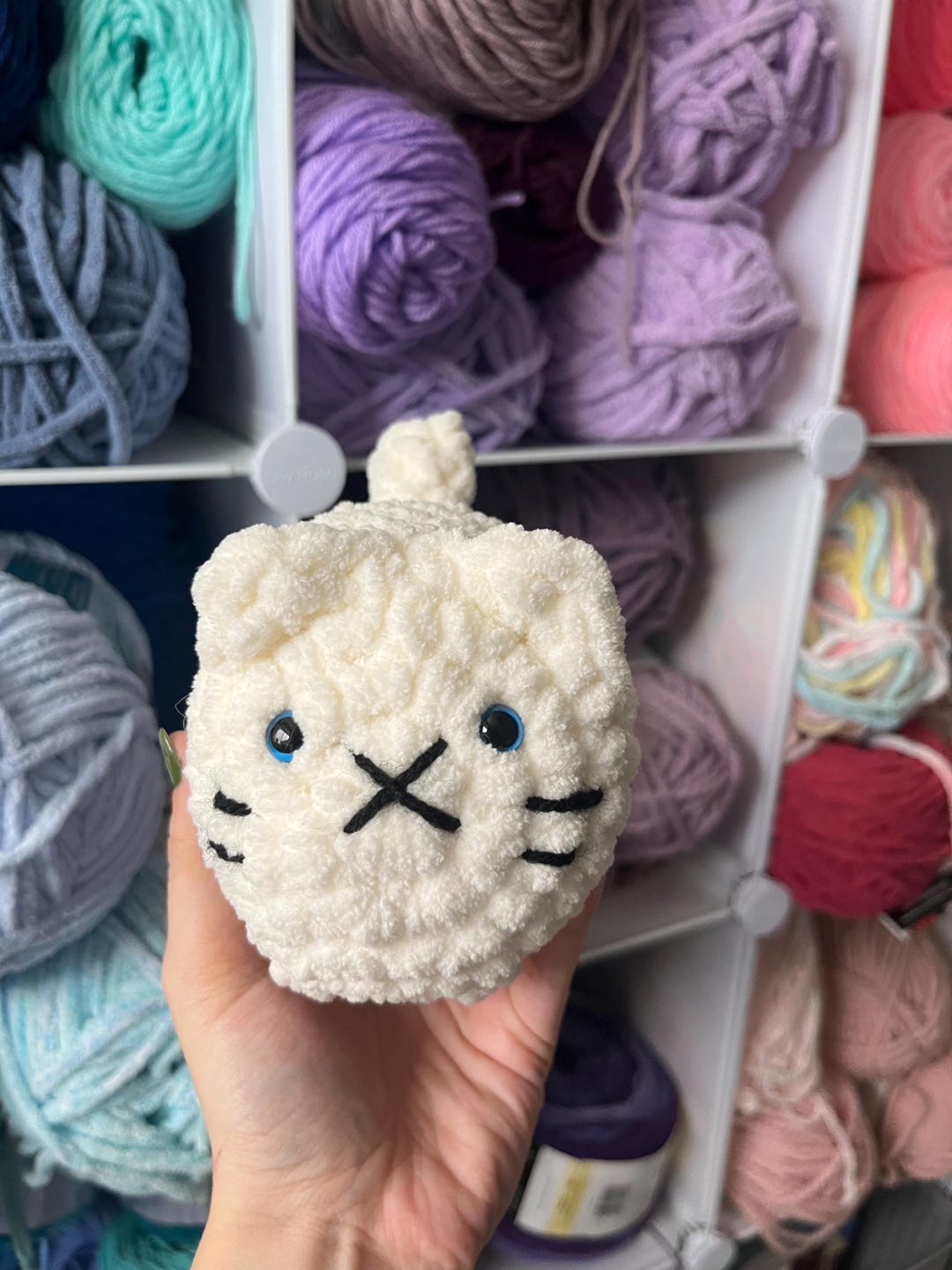 4.5” White Crochet Mini Loaf Kitten Stuffed Animal, Cute White Loaf Cat ...