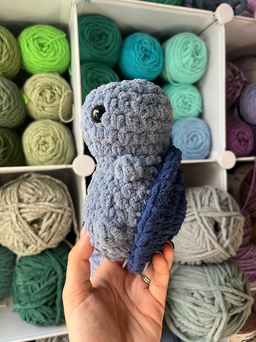 6.5 Cute Crochet Blue Turtle With Dark Blue Shell Stuffed Animal ...