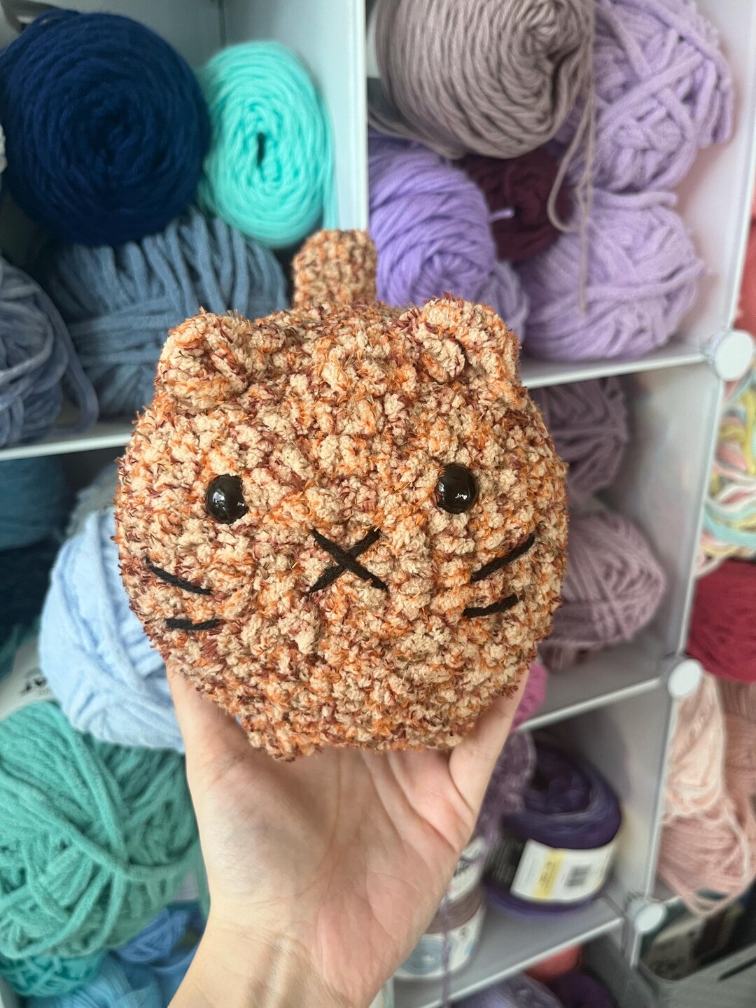 6” Burnt Orange Speckled Crochet Loaf Cat Stuffed Animal, Cute Tabby ...