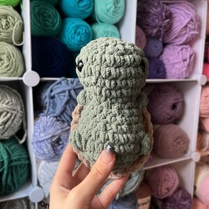 6.5 Cute Crochet Green Turtle With Brown Shell Stuffed Animal, Turtle ...