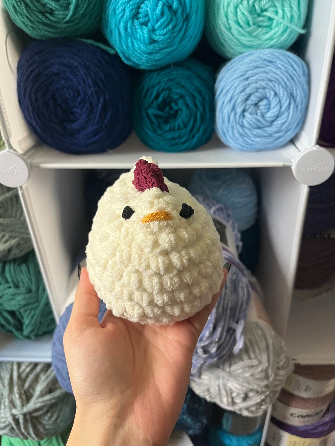 4 White Classic Crochet Chicken Stuffed Animal, Cute White Chicken ...