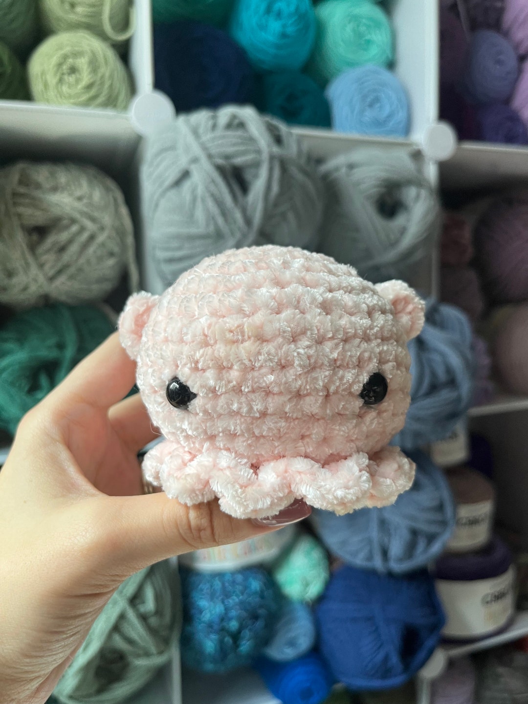 3 CLEARANCE Crochet Baby Pink Dumbo Octopus Stuffed Animal, Baby Pink ...