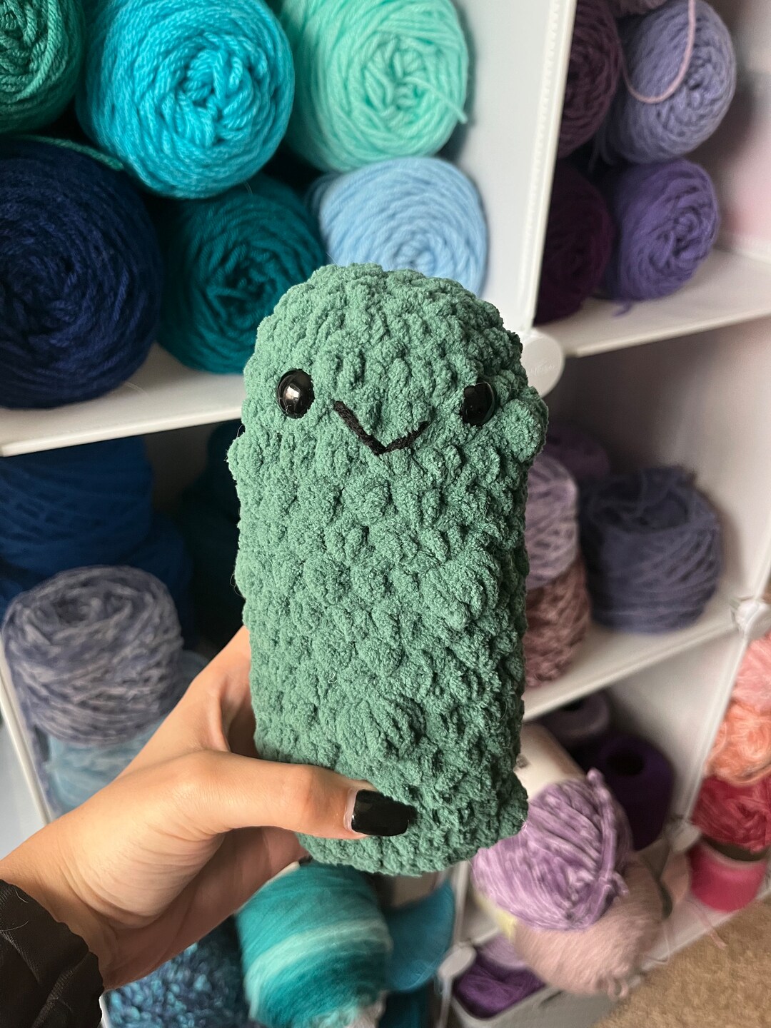 8” Crochet Pickle Plushie, Cute Pickle Stuffie, Emotional Support ...