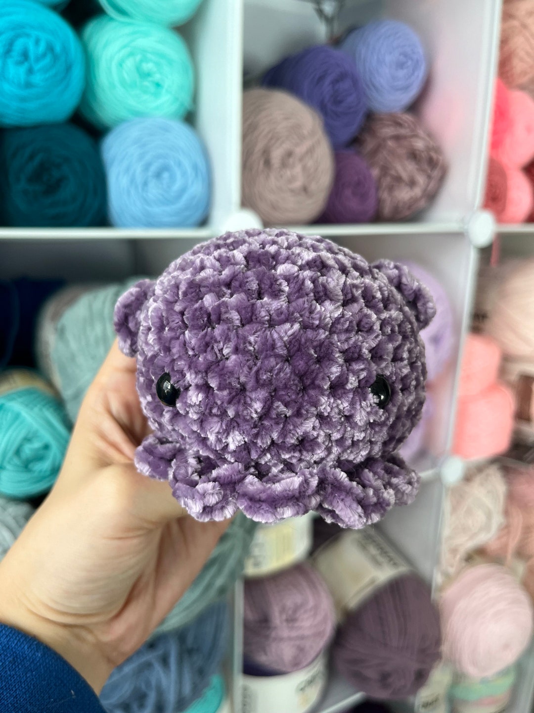 3 Crochet Purple Dumbo Octopus Stuffed Animal, Green Octopus Plushie ...