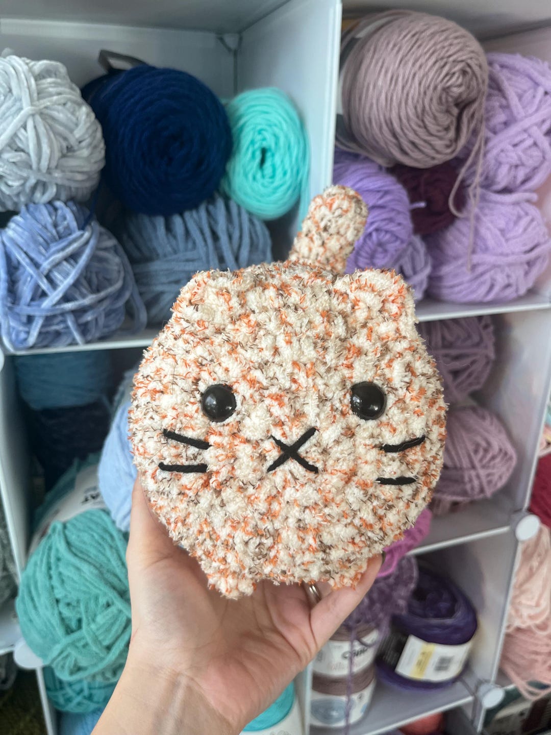 6” Light Orange Speckled Crochet Loaf Cat Stuffed Animal, Cute Tabby ...