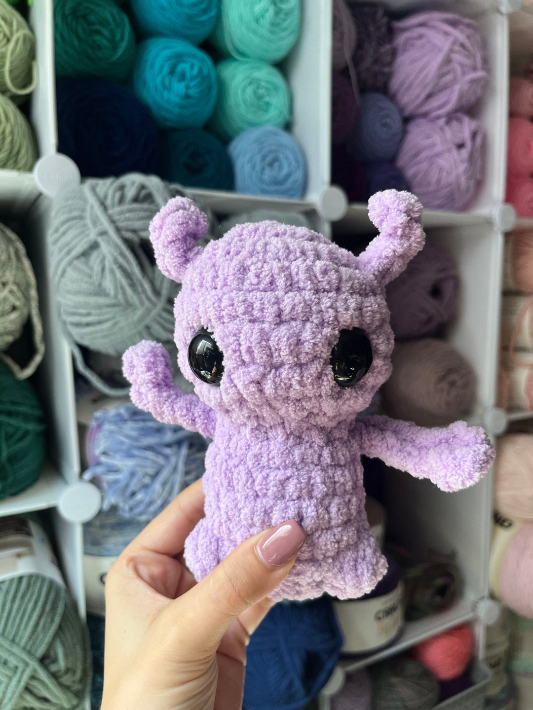 5.5” Lavender Alien Crochet Stuffed Animal, Cute Purple Alien Plushie ...