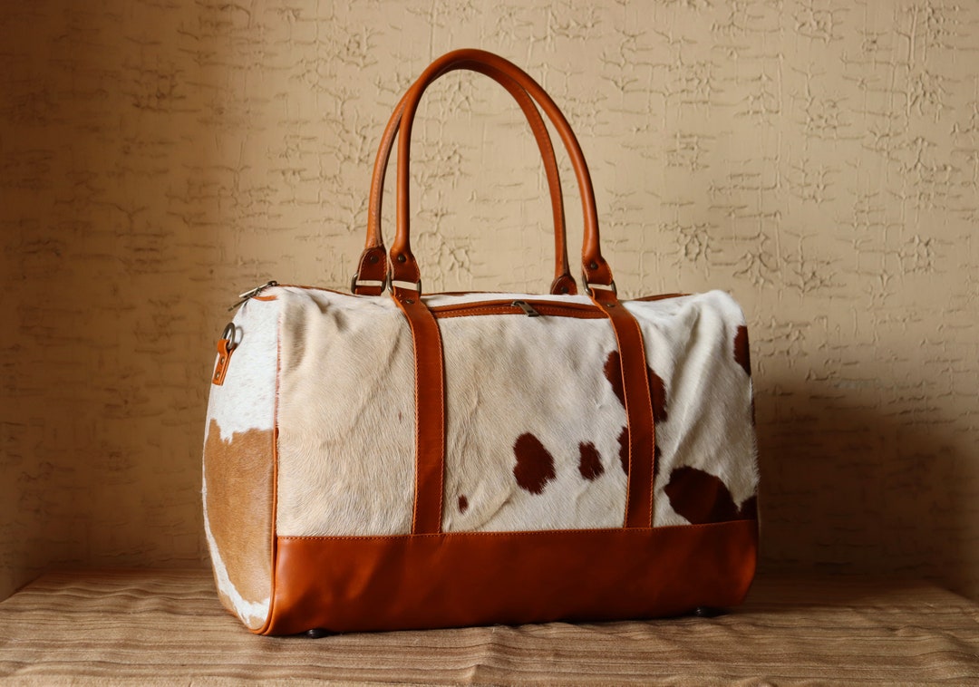 Leather Hide Travel Bag, Exotic Large Leather Hide Duffel Bag, Hide ...