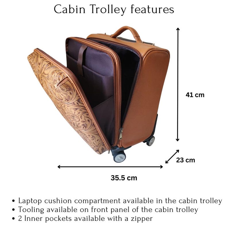 Cabin Trolley on Wheels for Women, Rolling Travel Bag Tan and Black ...