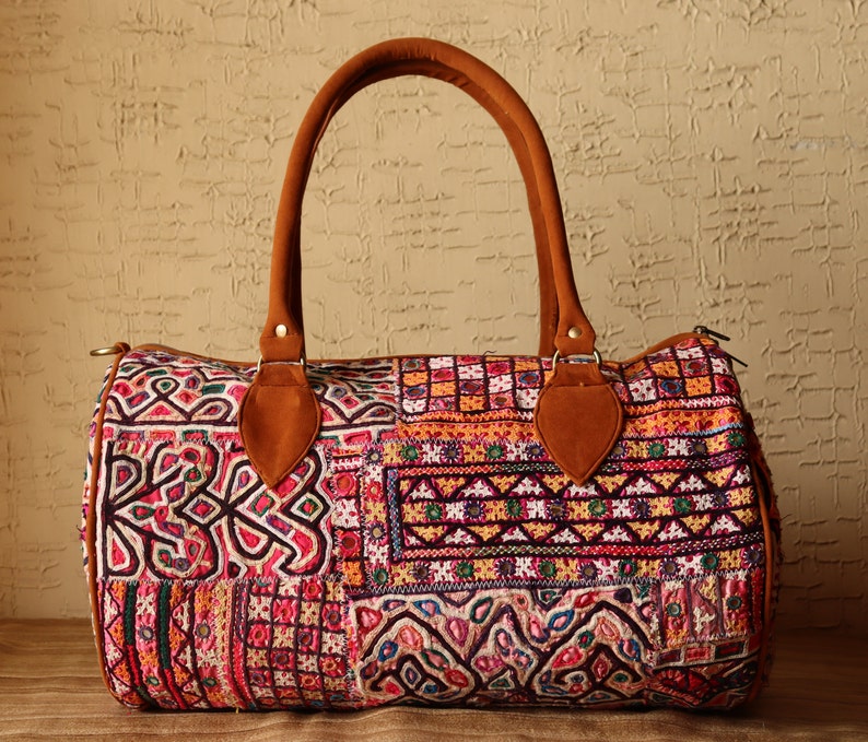 Overnight bag Barrel leather Bag Gypsy duffel bag Boho bag | Etsy