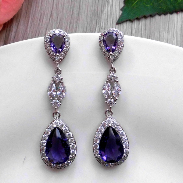Purple Earrings - Etsy UK