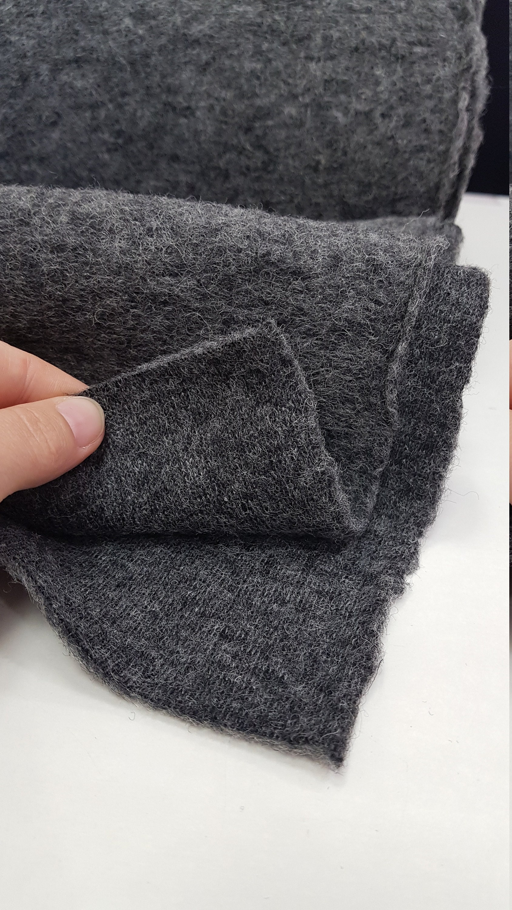 Knit Wool Fabric/ Light Grey Melange Wool/ Dark Grey Wool | Etsy