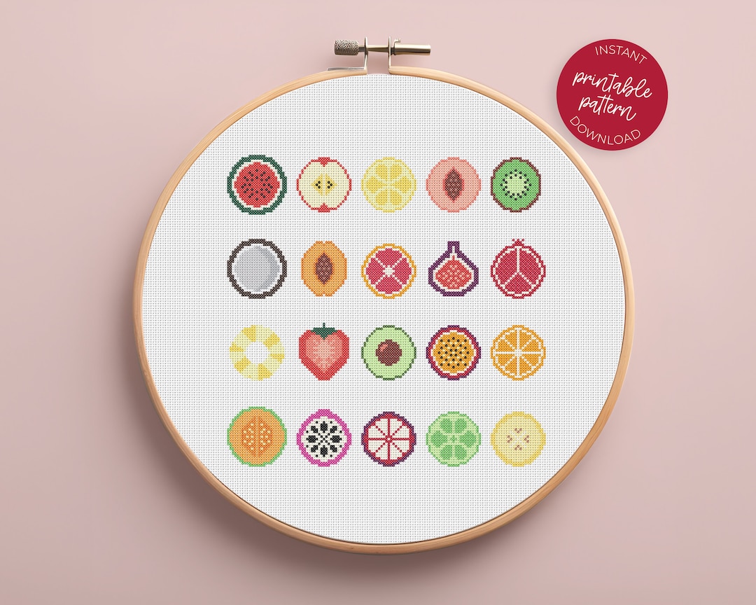 Mini Fruits Cross Stitch Pattern, Set of 20 Fruits Patterns, Cross ...
