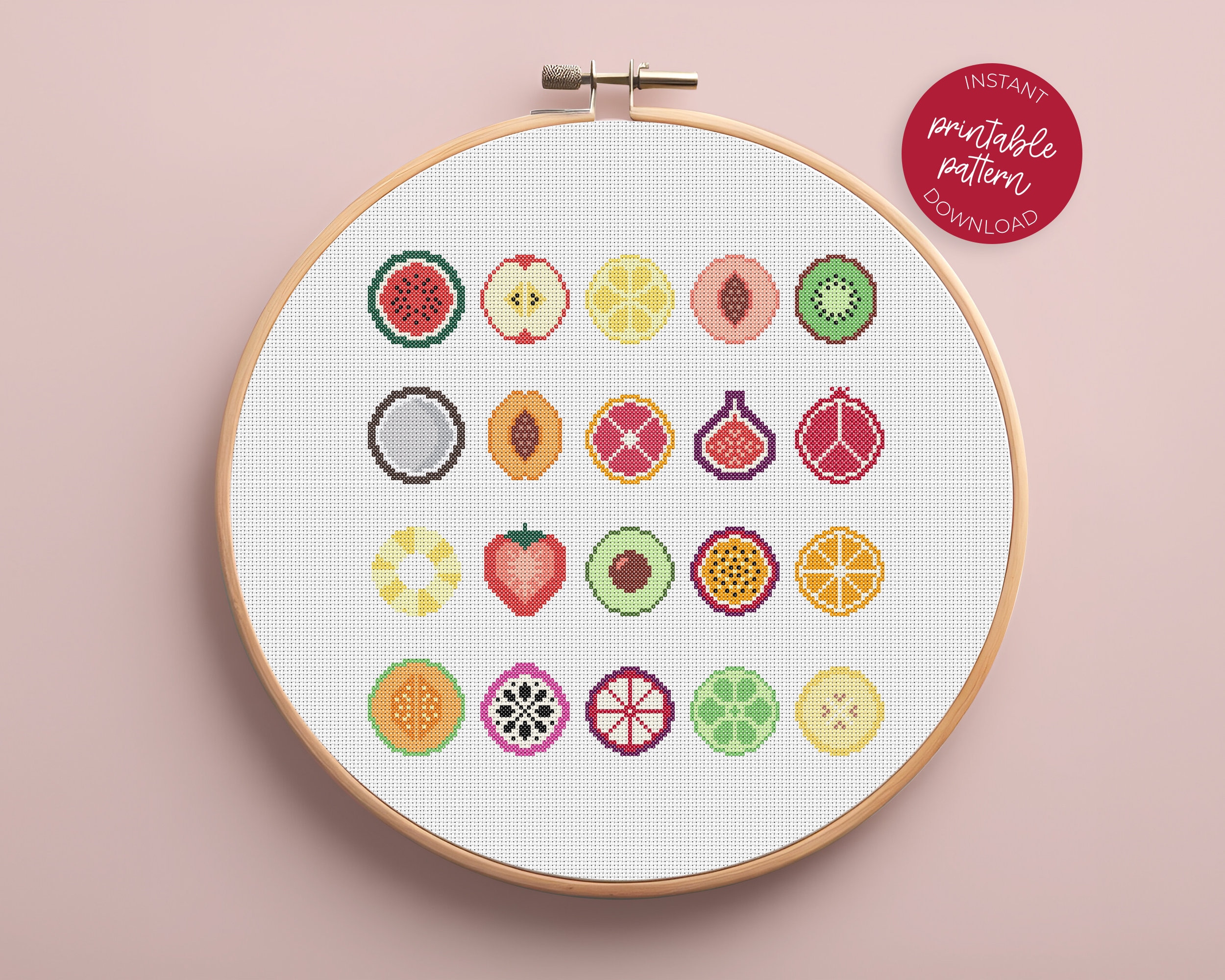 Mini Fruits Cross Stitch Pattern, Set of 20 Fruits Patterns, Cross ...