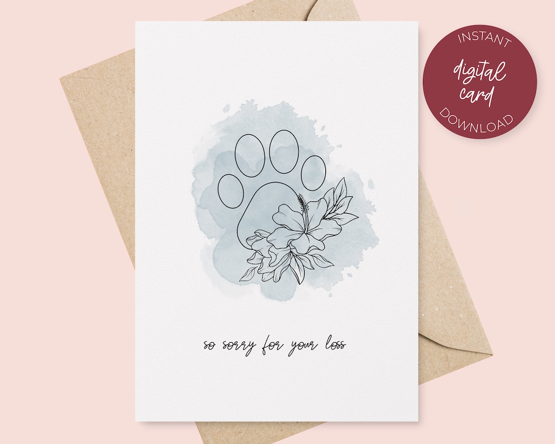 Pet Sympathy Card, Printable Card, Pet Loss Card, Dog Memorial, Cat ...