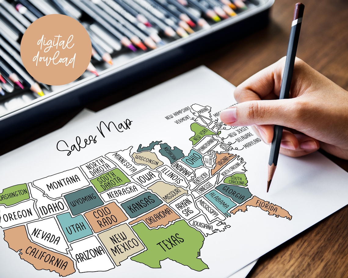 Sales Map Digital Download for Procreate or Print Instant - Etsy