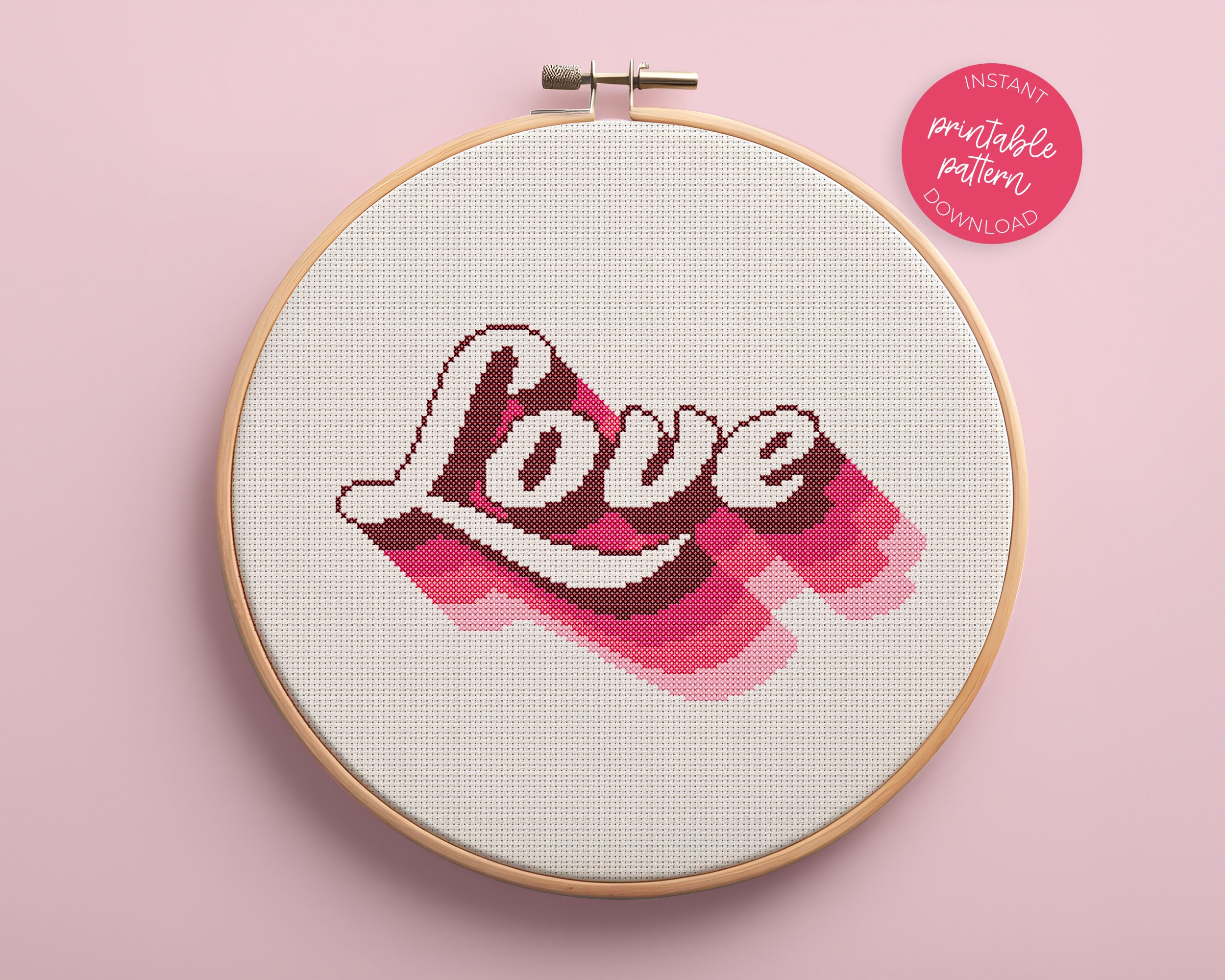 Retro Love Cross Stitch Pattern: Valentine's X-stitch (PDF Pattern) - Etsy