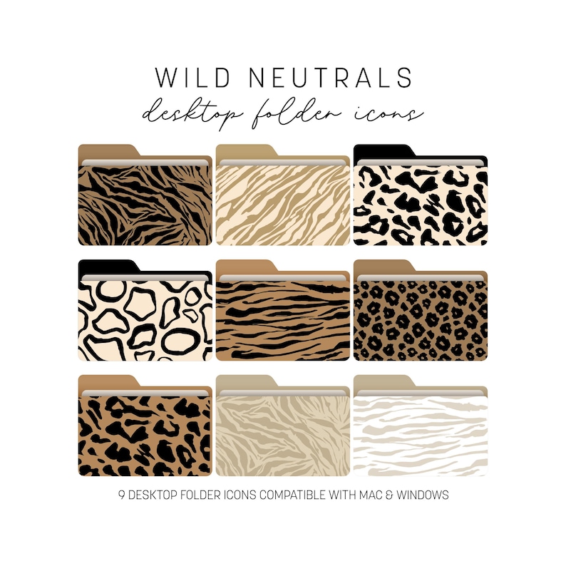 Animal Print Desktop Folder Icons, Desktop Organizer Set for Mac ...