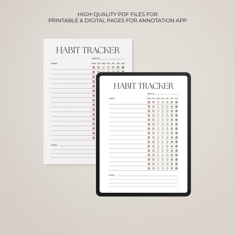 Printable Habit Tracker Digital Weekly Routine Checklist Planner Insert ...