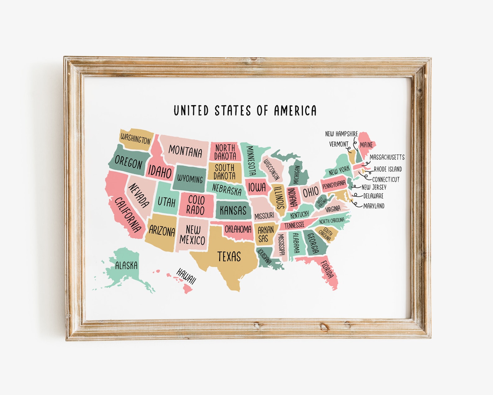 USA Map Wall Art Print, Classroom Decor (digital Download) - Etsy