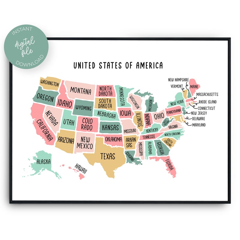 Usa Map Poster - Etsy