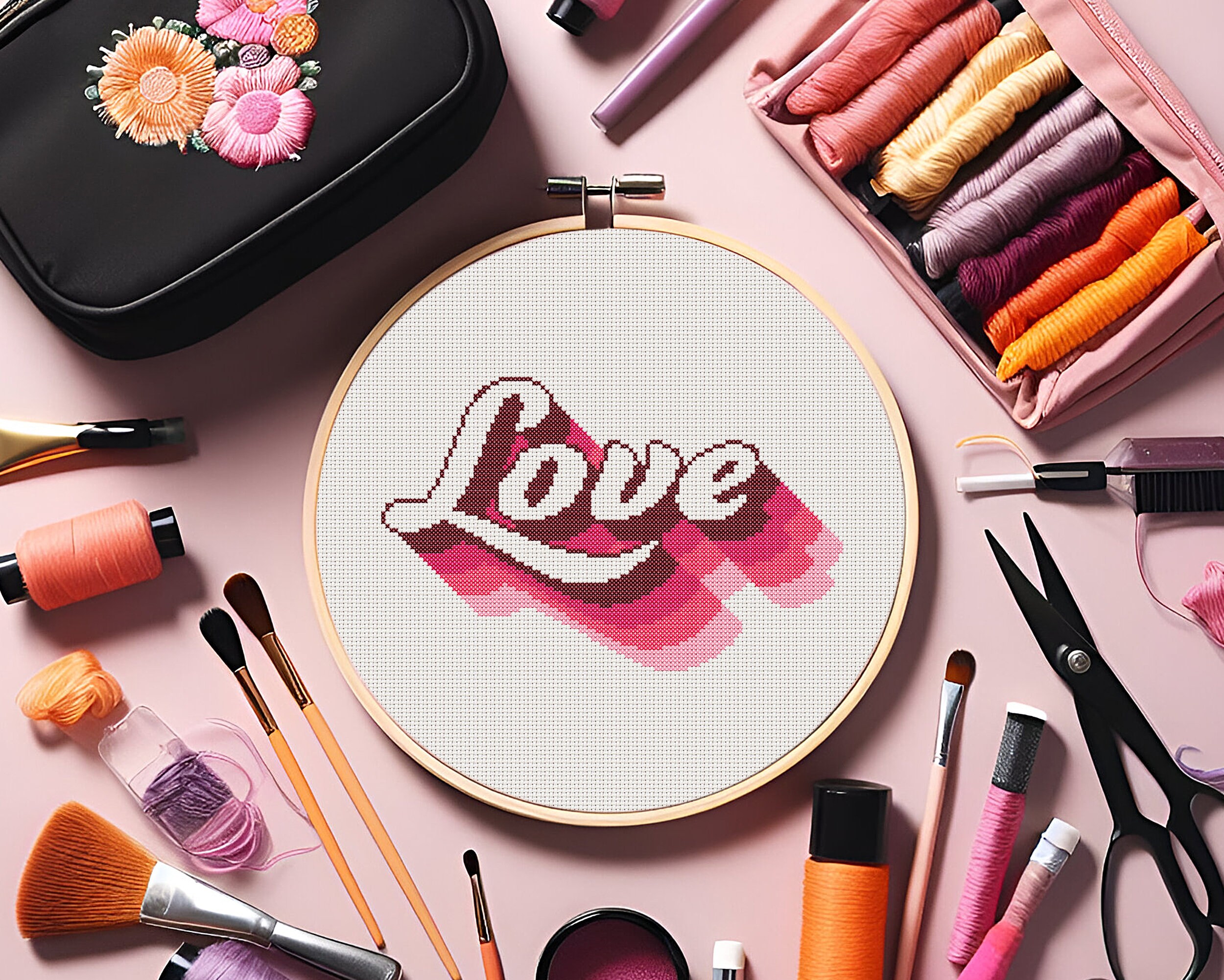 Retro Love Cross Stitch Pattern: Valentine's X-stitch (PDF Pattern) - Etsy